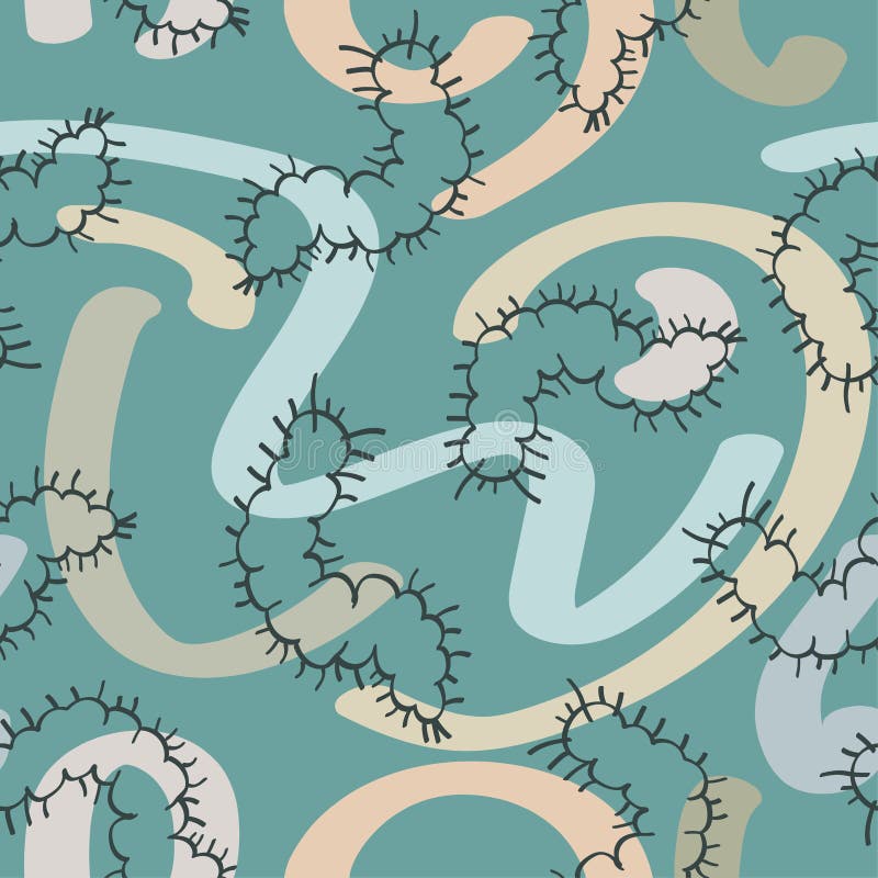 Abstract Seamless Pattern with Insects. Caterpillars Silhouettes and ...
