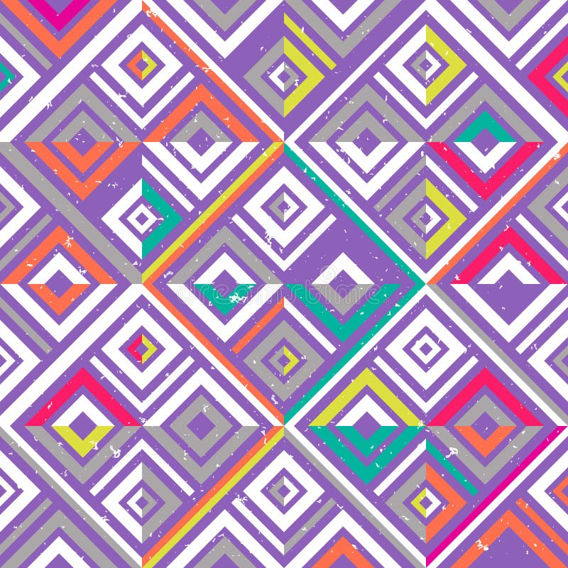 Abstract Seamless Pattern of Lines and Squares. Simple Geometric Shapes ...