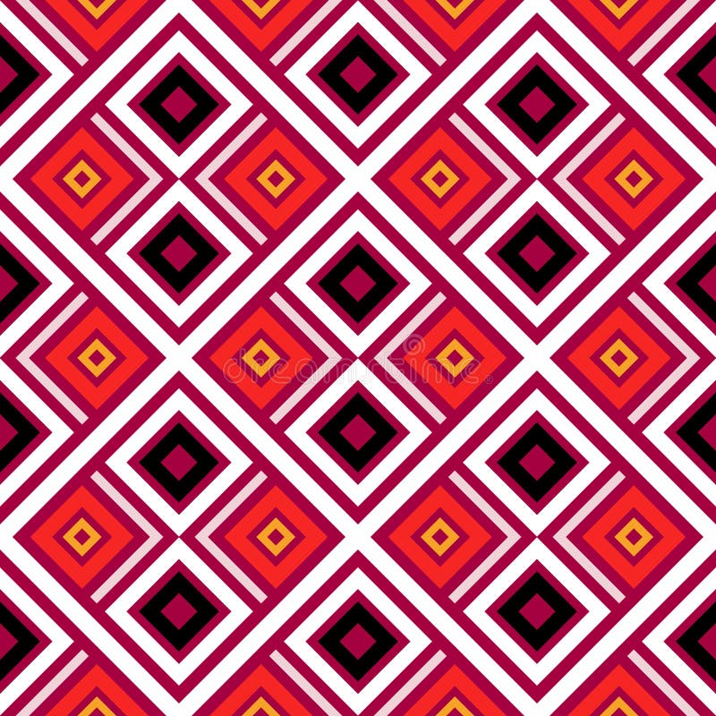 Abstract Seamless Pattern of Lines and Squares. Simple Geometric Shapes ...