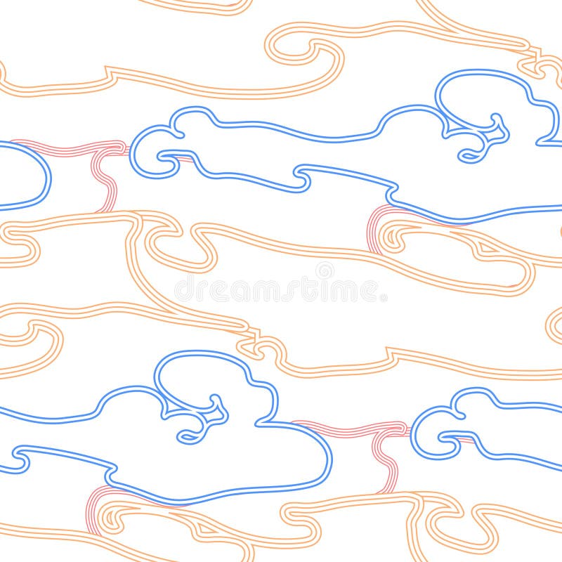Seamless Pattern Cloud Shape Outline Style Vector Illustration Stock ...