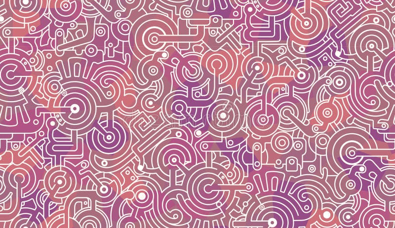 Abstract Seamless Pattern. Mechanical. Purple, Orange and White Colors ...