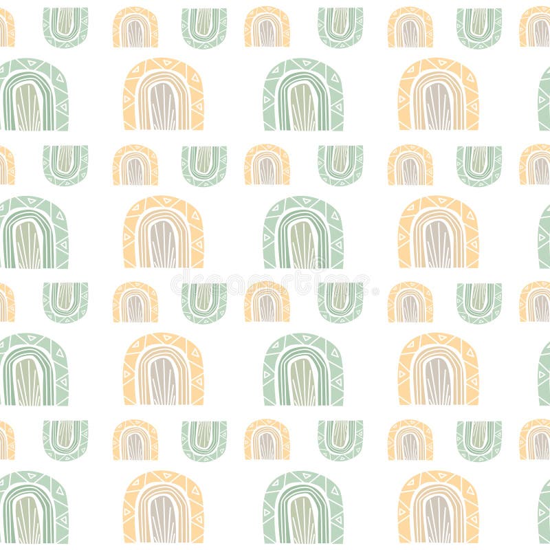 Abstract Seamless Pattern with Modern Print with Rainbow in Earthy ...