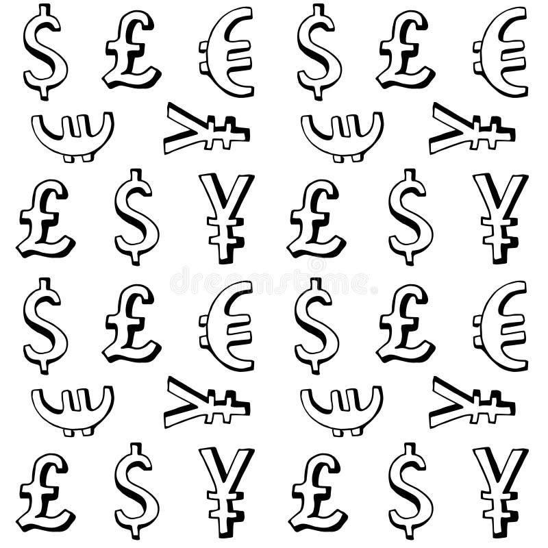 Abstract Seamless Pattern with Money. Vector Hand Draw Illustration ...