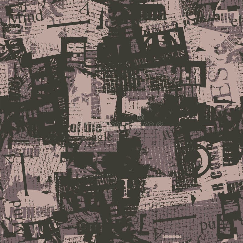 Abstract Seamless Pattern on a Newspaper Theme Stock Vector ...