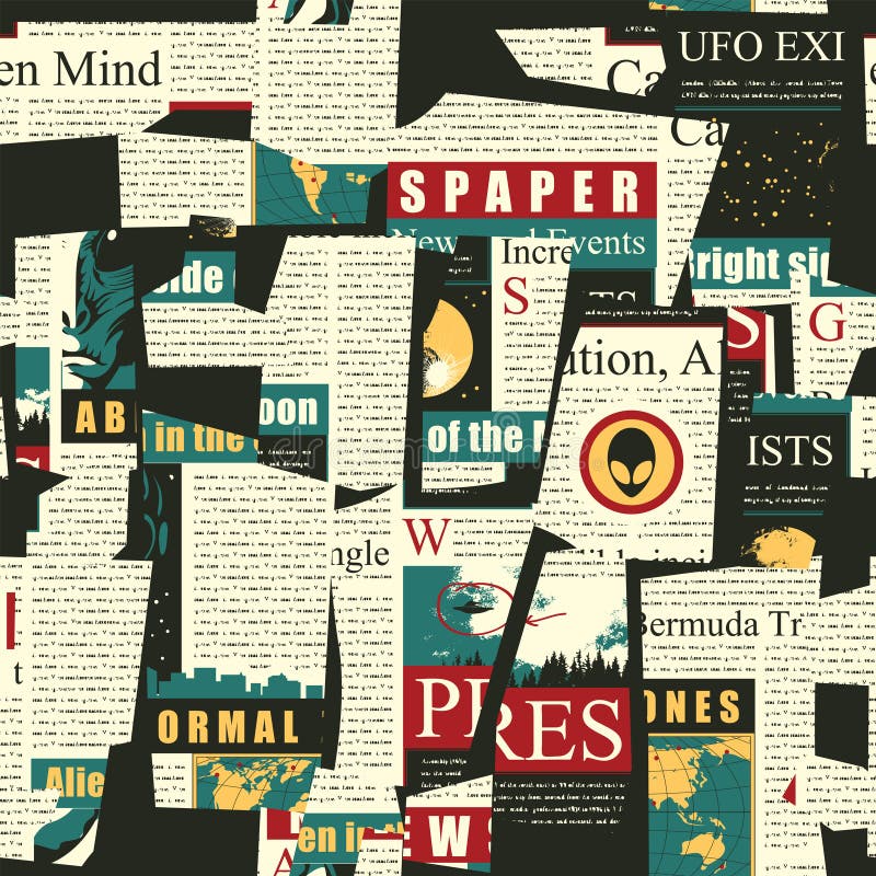 Abstract Seamless Pattern on a Newspaper Theme Stock Vector ...