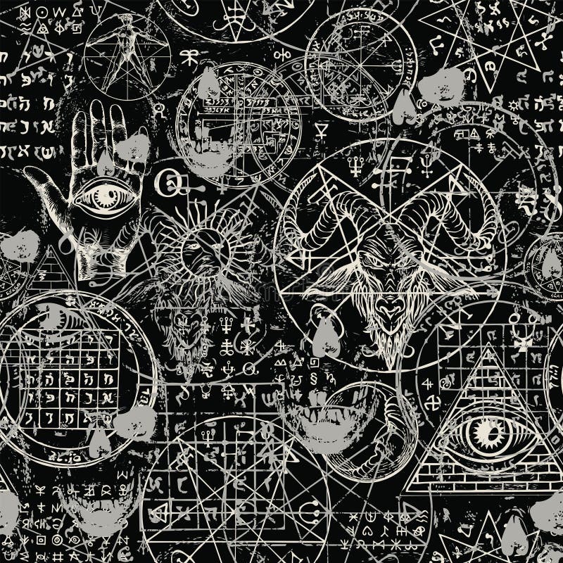 Abstract Seamless Pattern on the Occult Theme Stock Vector ...