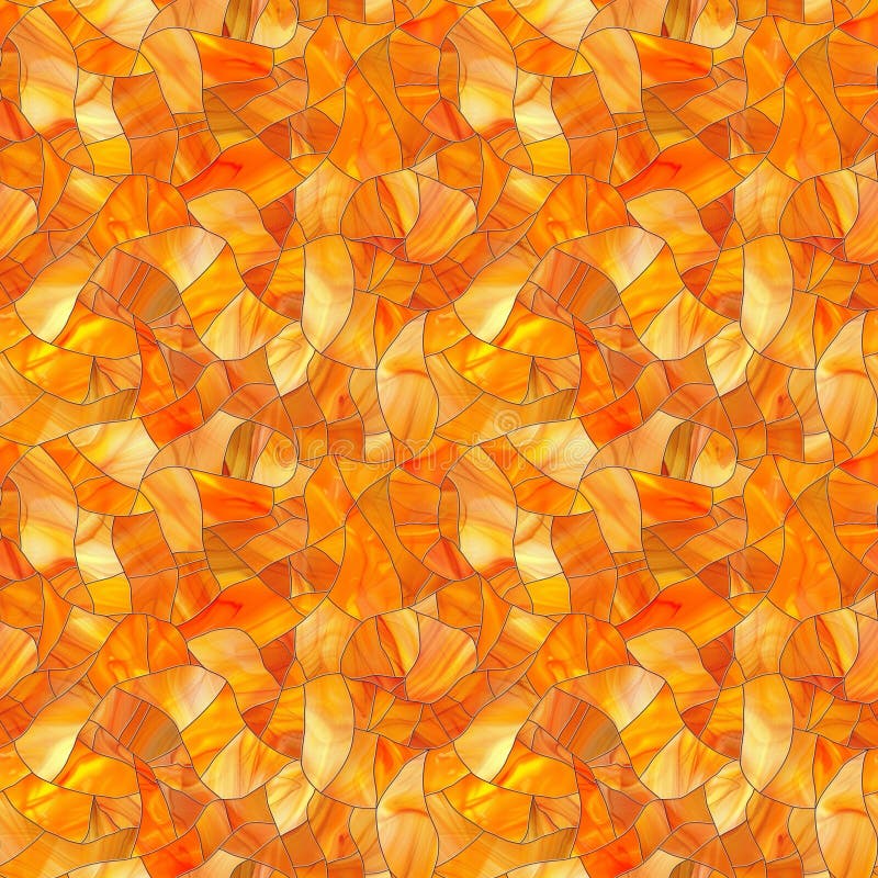 Abstract Seamless Pattern of Orange Stained Glass. Stock Illustration ...