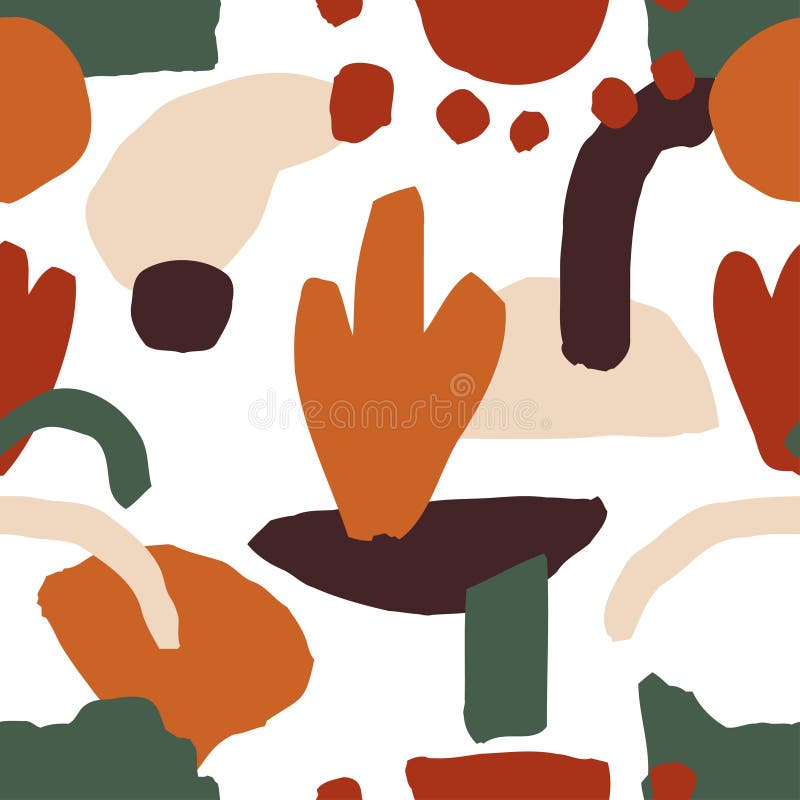 Abstract Seamless Pattern with Random Organic Shapes and Doodle ...