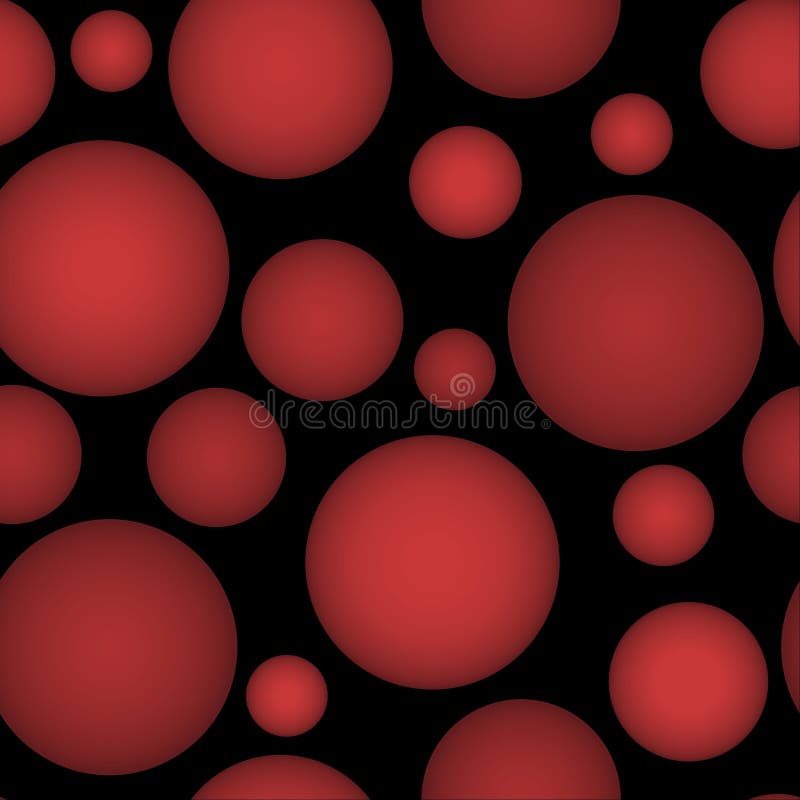 Abstract Seamless Pattern with Red Voluminous Different Balls on ...