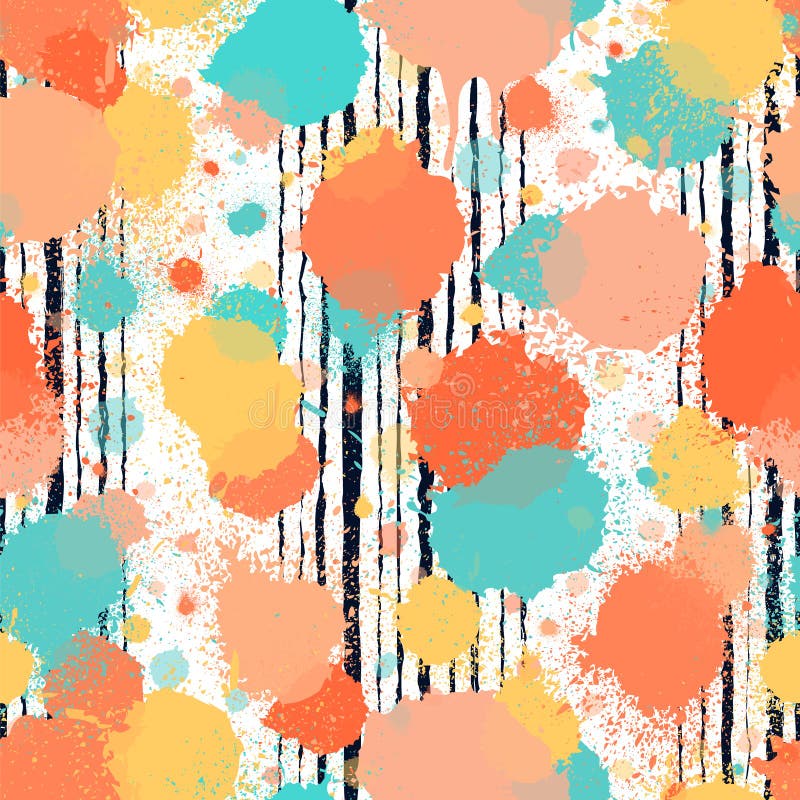 Abstract Seamless Pattern. Repeated Different Shapes Background. Blots ...