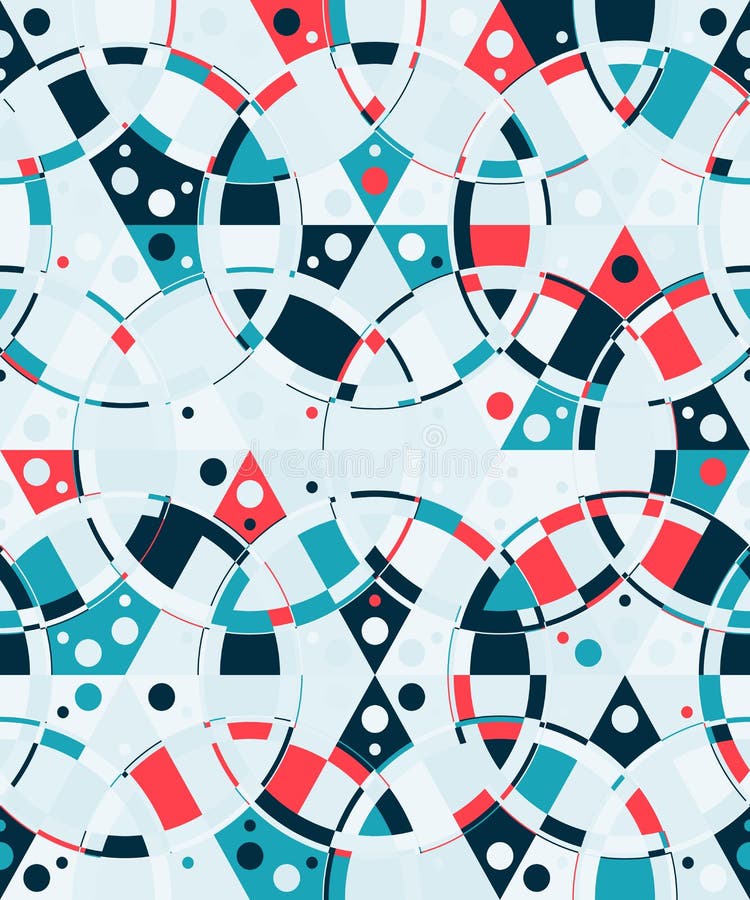Abstract Seamless Pattern of Rings and Dots. Rings Tied To Each Other ...