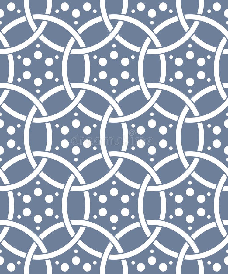 Abstract Seamless Pattern of Rings and Dots. Rings Tied To Each Other ...