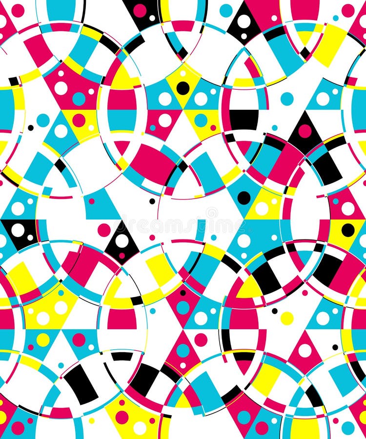 Abstract Seamless Pattern of Rings and Dots. Rings Tied To Each Other ...