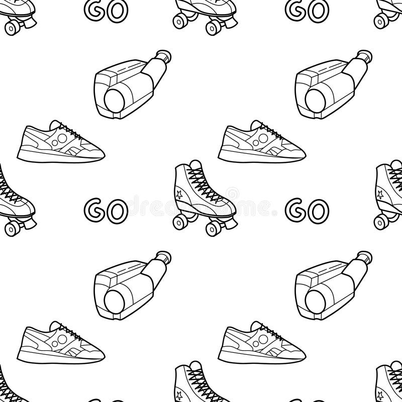 Abstract Seamless Pattern in 90s Style Outline Stock Vector ...