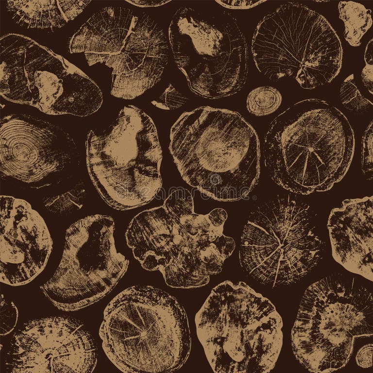 Abstract Seamless Pattern with Saw Cut Tree Trunks Stock Vector ...