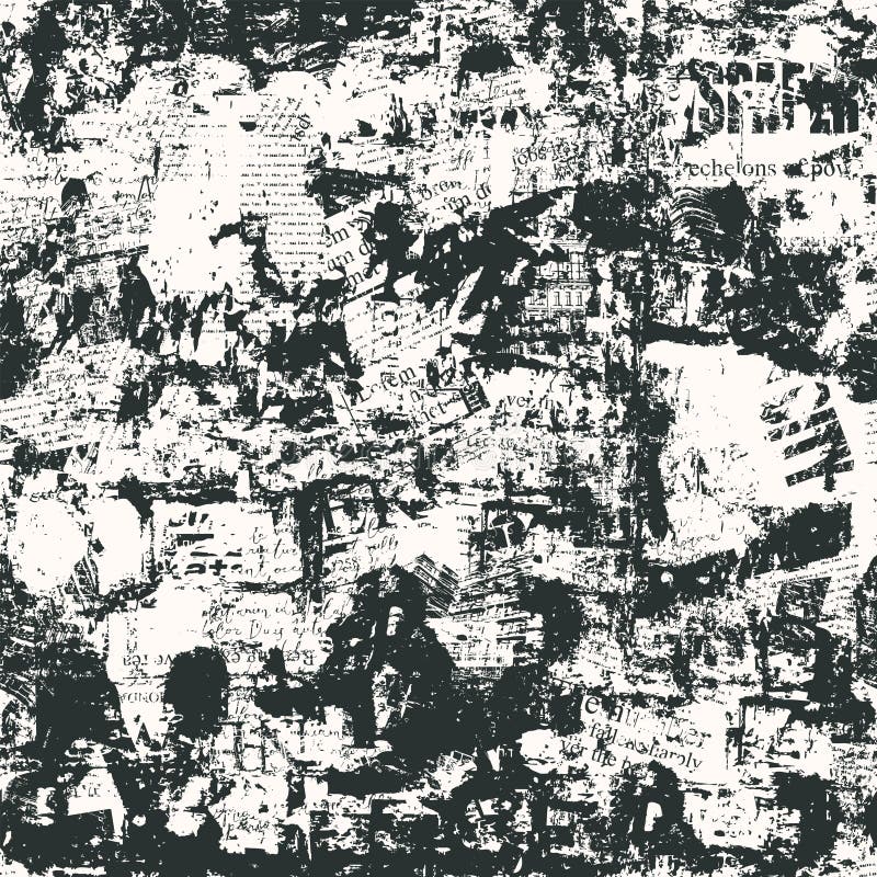 Abstract Seamless Pattern with Scuffed Collage of Newspaper or Magazine ...