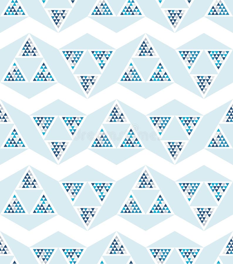 Abstract Seamless Pattern of Triangles. Shades of Blue Stock Vector ...