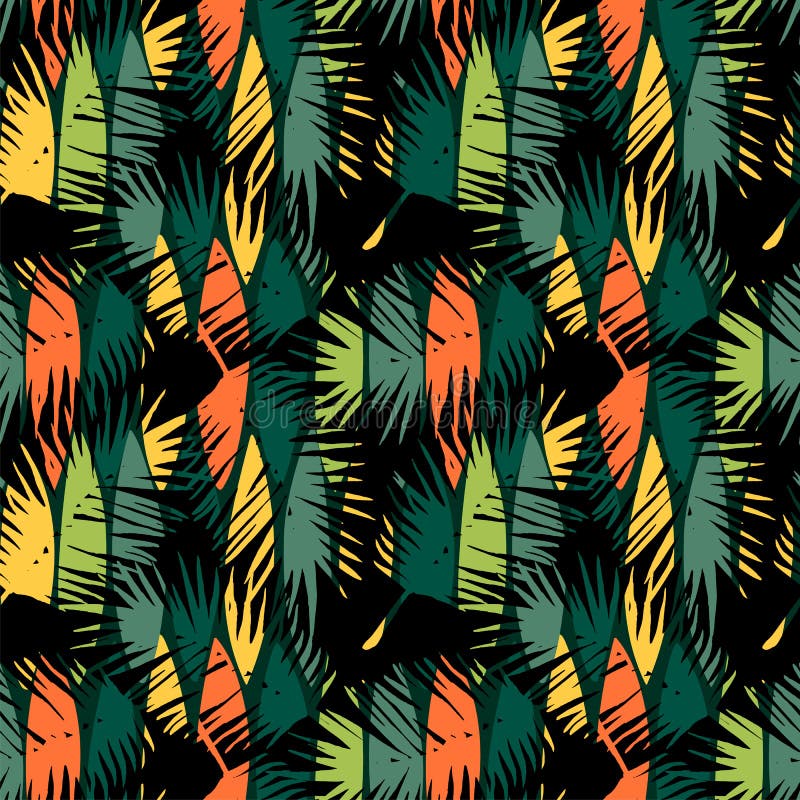Abstract Seamless Pattern with Tropical Leaves. Stock Vector ...