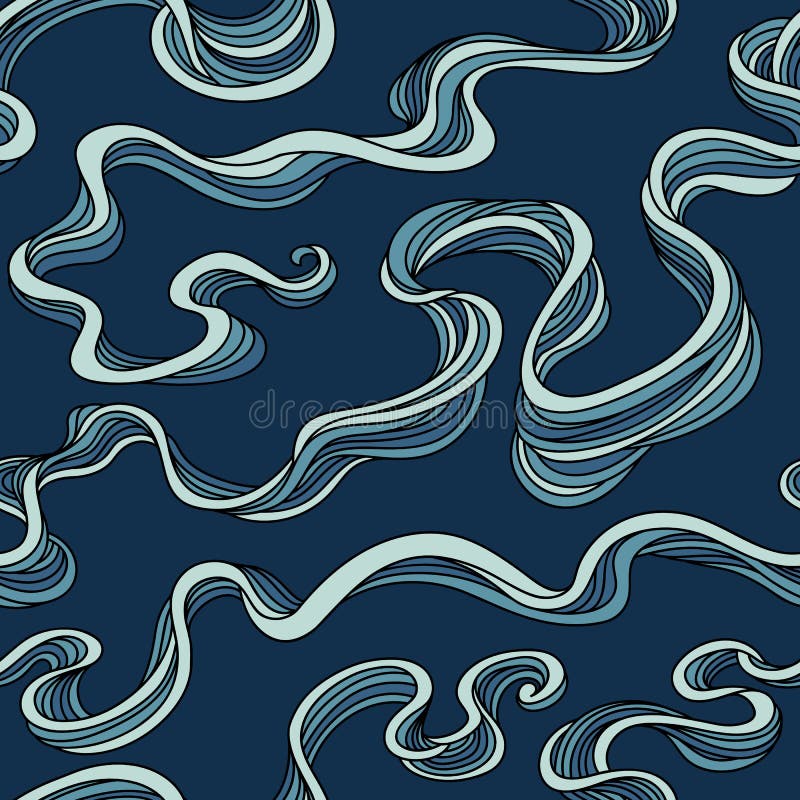 Abstract Seamless Pattern. Vector Illustration with Sea Stream. Linear ...