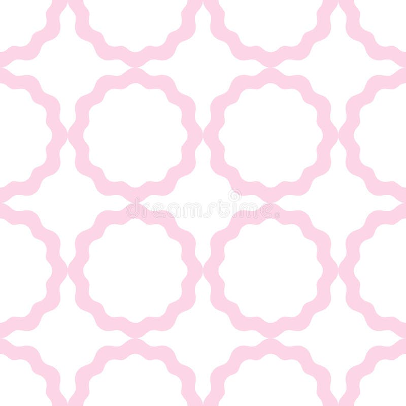 Abstract Seamless Pattern with Wavy Rings. Pink Rings on White ...