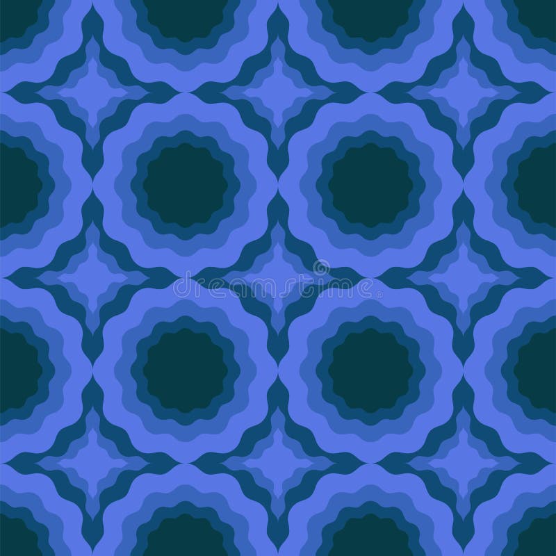 Abstract Seamless Pattern with Wavy Rings. Vector Illustration in Blue ...