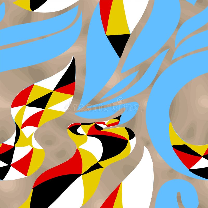 Abstract Seamless Pattern of Wavy Shapes Decorated with Multicolored ...