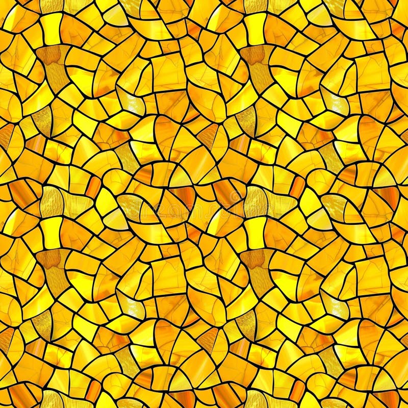 Abstract Seamless Pattern of Yellow Stained Glass. Stock Illustration ...