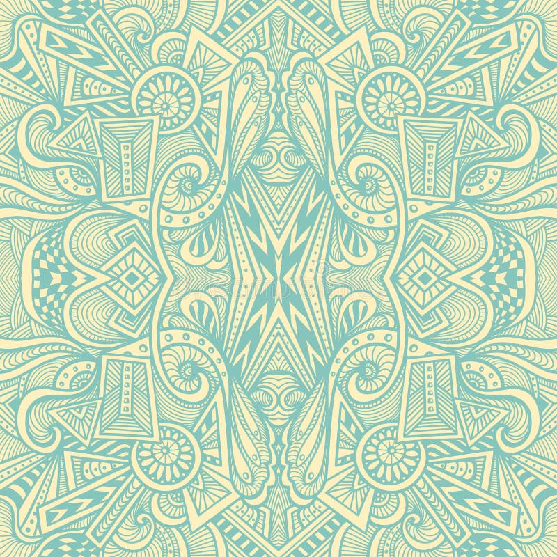 Abstract Seamless Pattern in Zen Tangle or Zen Doodle Style in Beige ...