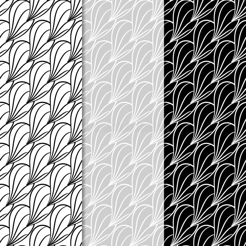 Abstract Seamless Patterns. Black and White Monochrome Backgrounds for ...