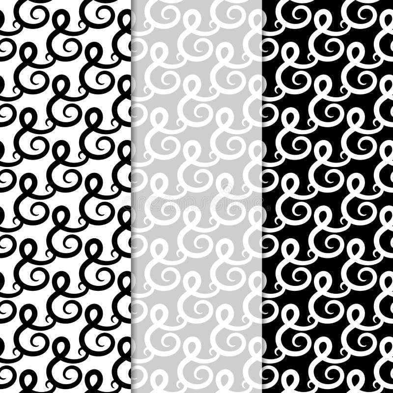 Abstract Seamless Patterns. Black and White Monochrome Backgrounds for ...