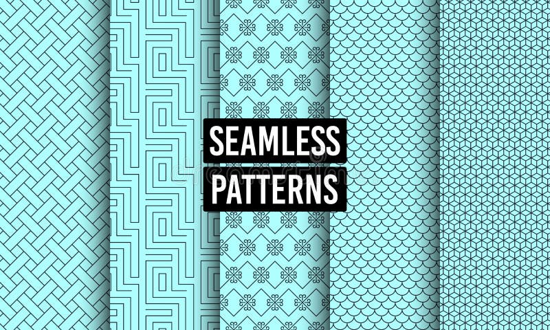Abstract Seamless Patterns. Geometric Textures. Linear Ornament ...