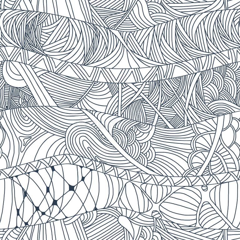 Abstract Seamless Patterns with Hand-drawn Doodle Waves and Lines ...