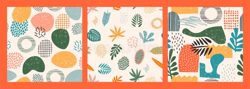Abstract Seamless Patterns with Tropical Leaves and Geometric Shapes ...