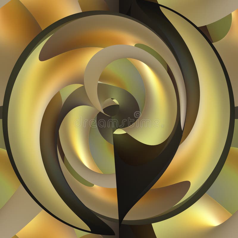Abstract Seamless Raster Pattern with Curled Surfaces in Golden Colors ...
