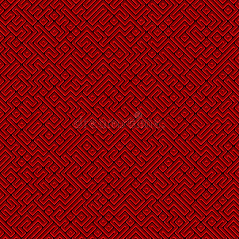 Abstract Seamless Red Maze Pattern Stock Illustration - Illustration of ...