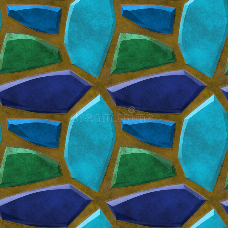 Abstract Seamless Relief Floor Pattern with Green and Blue Sharp Stones ...