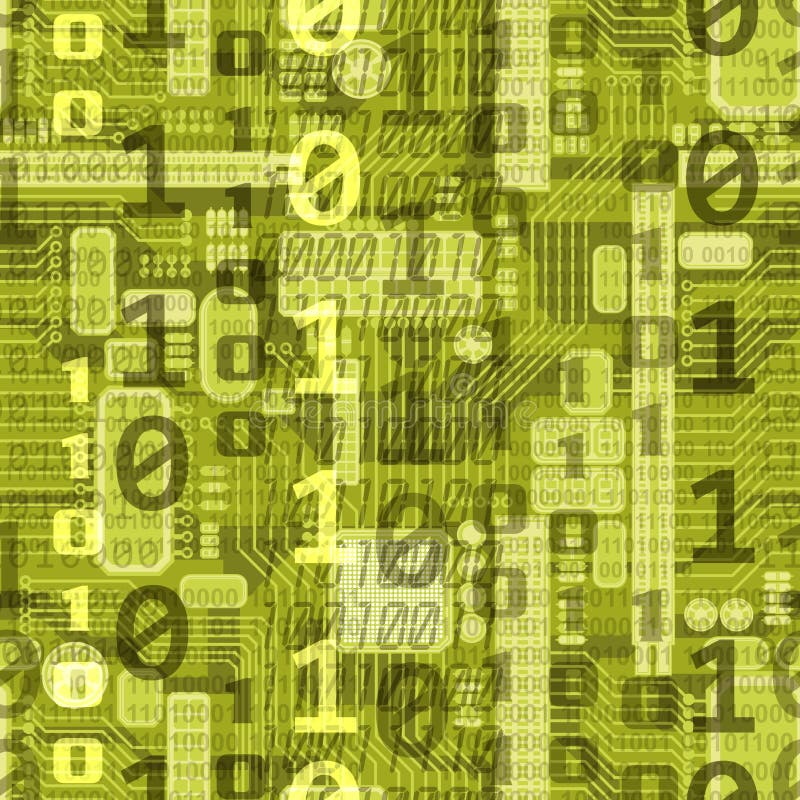 Seamless Pattern With Binary Code In Yellow Tones Stock Illustration