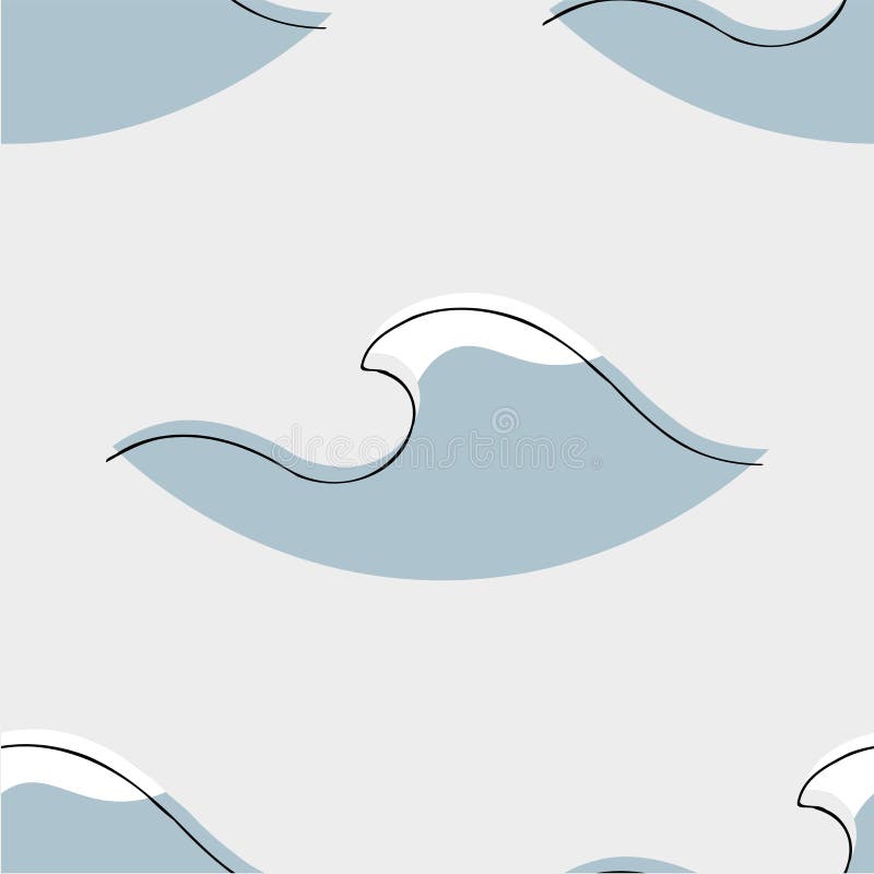 Abstract Seamless Surfing Waves Blue Flat Pattern Stock Vector ...