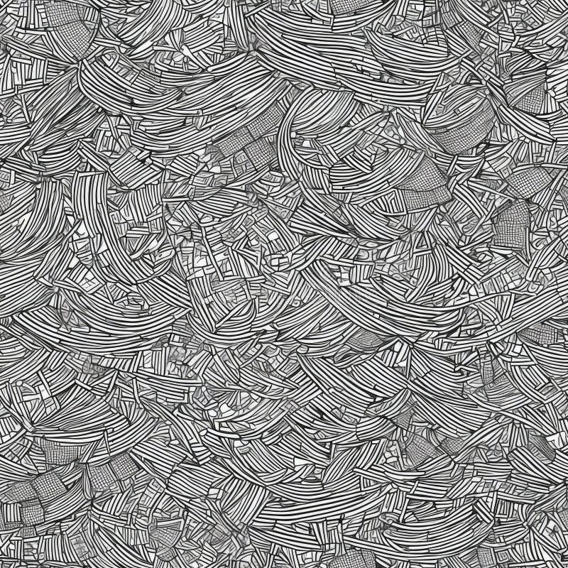 Abstract Seamless Texture of Dishes in Black and White Lines. Stock ...