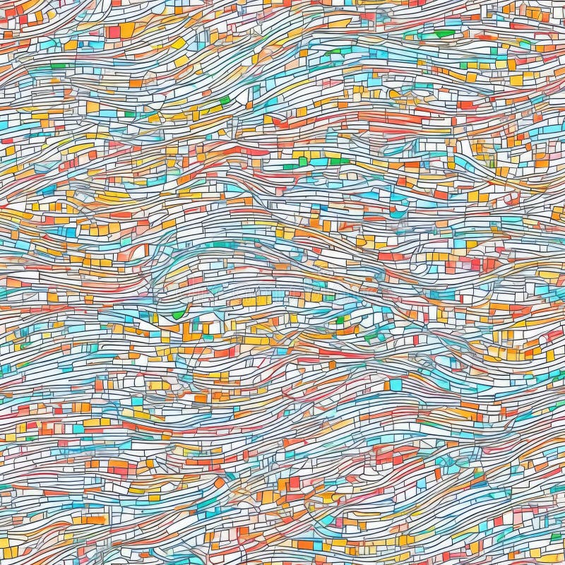 Abstract Seamless Texture of Dishes in Colored Lines. Stock ...