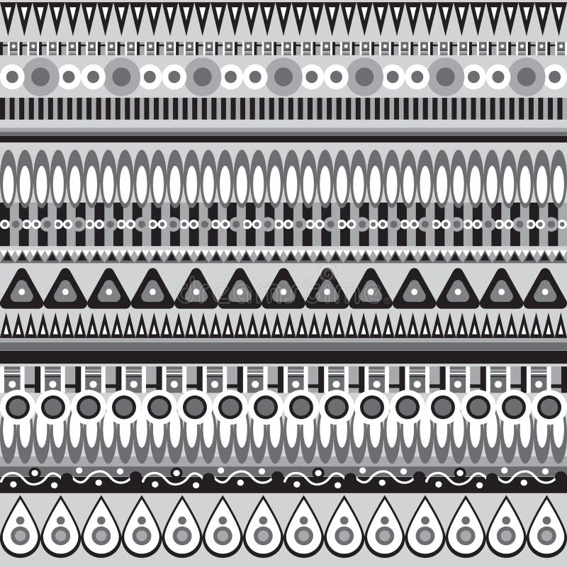 Abstract Seamless Tribal Ethnic Background, Black and White, Vector ...