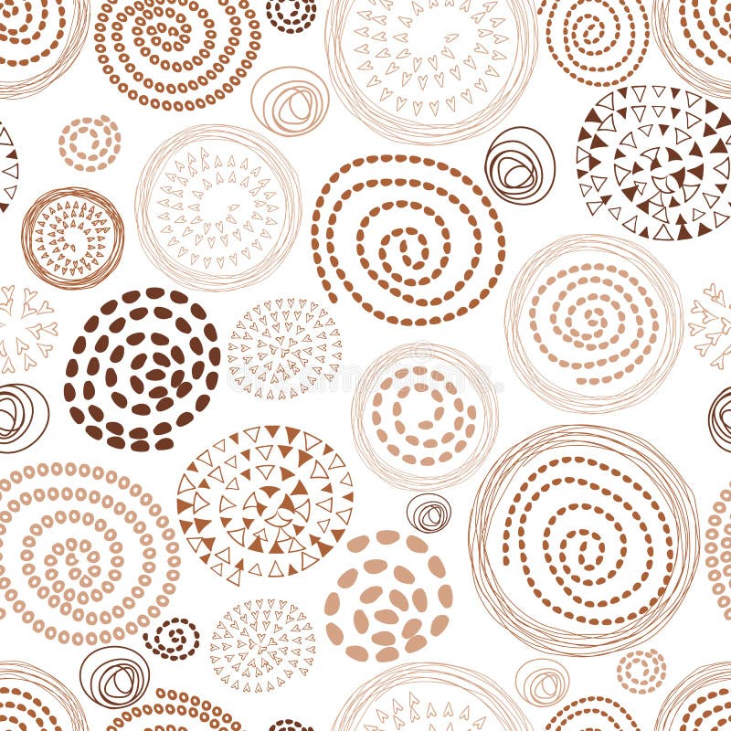 Abstract Seamless Vector Brown Pattern with Hand Drawn Round Elements ...
