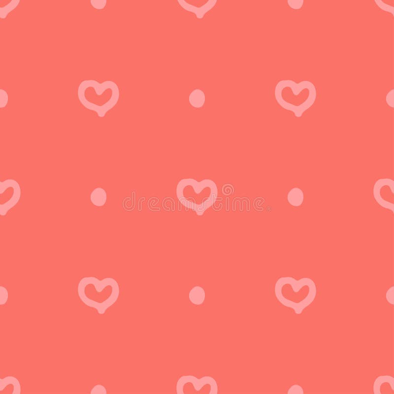 Abstract Seamless Vector with Hearts on Coral Color Background Stock ...