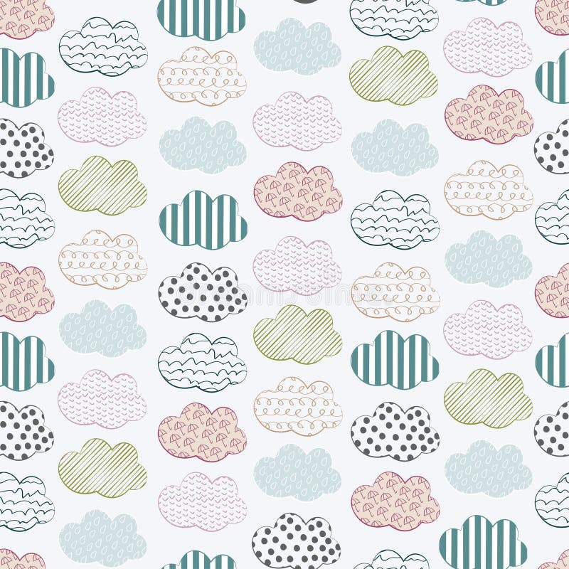 Seamless Stylized Clouds Pattern Stock Vector - Illustration of curves ...