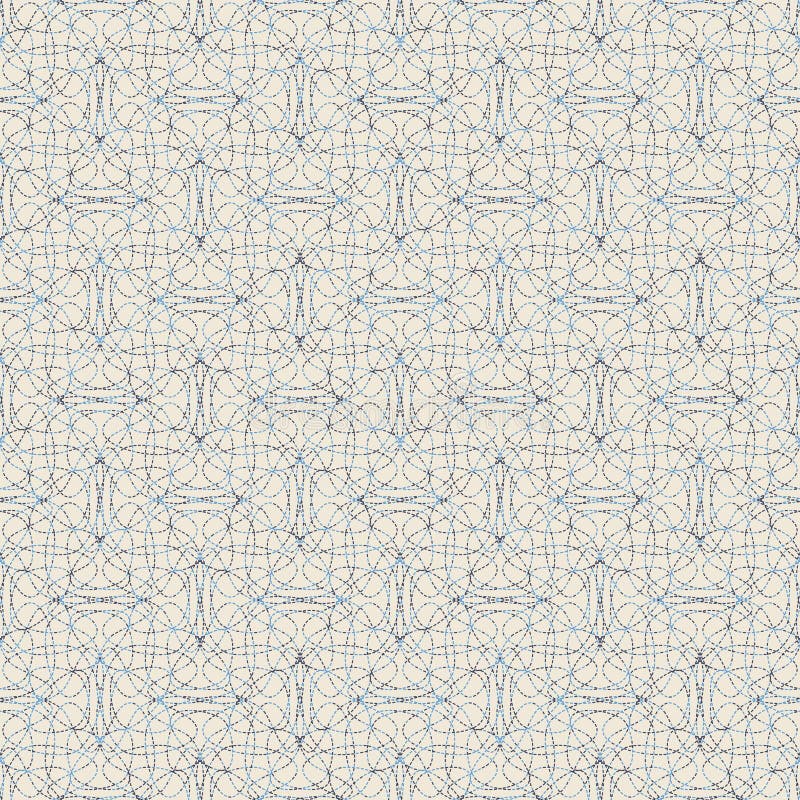 Abstract Seamless Vector Pattern with Dashed Tangled Line Art Shapes in ...