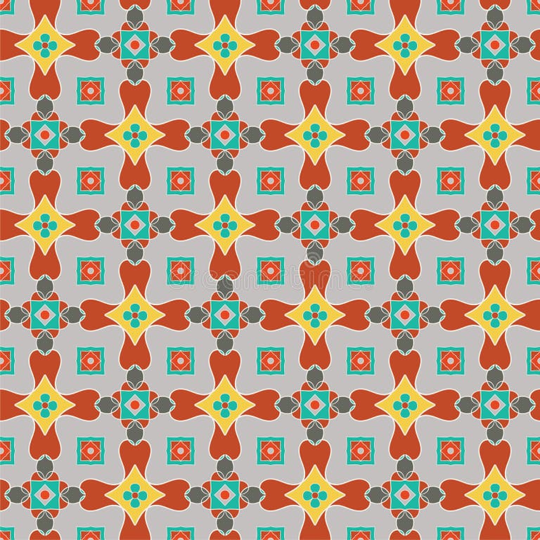 Abstract Seamless Vector Pattern with a Fantasy Tile in Oriental Motifs ...