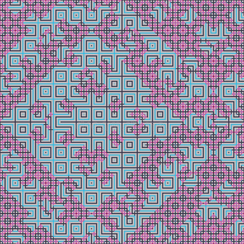 Abstract Seamless Vector Pattern Of Intersecting Square Ornaments Stock