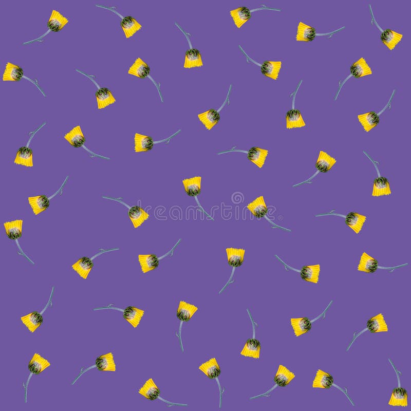 Abstract Seamless Violet Background with Yellow Flowers Stock ...