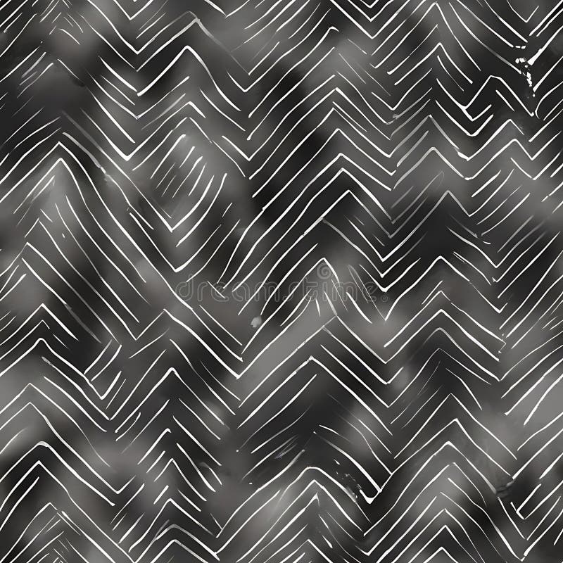 Abstract Seamless Zigzag Pattern with White Lines Over a Blurred, Gradient Black Background ...