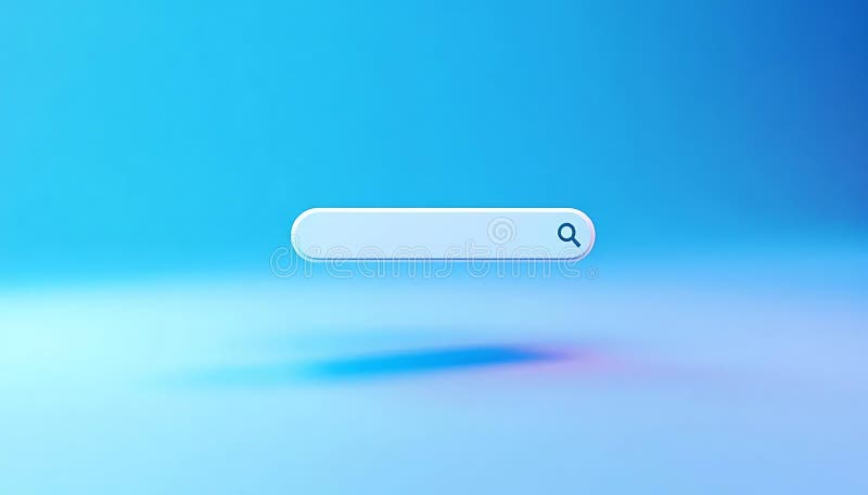 Abstract Search Bar Interface Design Minimalist 3D Render Blue Gradient ...